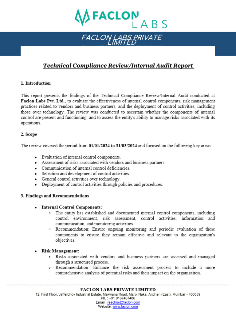 Technical Compliance Review - Evidence-Word | PDF | Internal Control ...