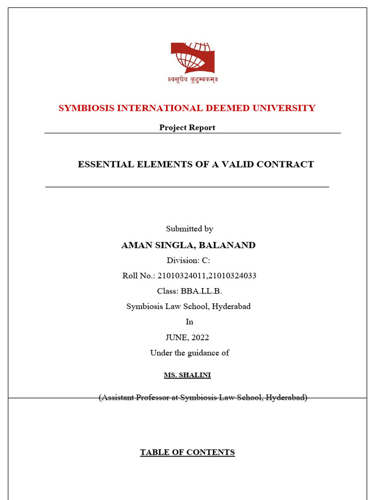 Contract Research Paper | PDF | Offer And Acceptance | Consideration