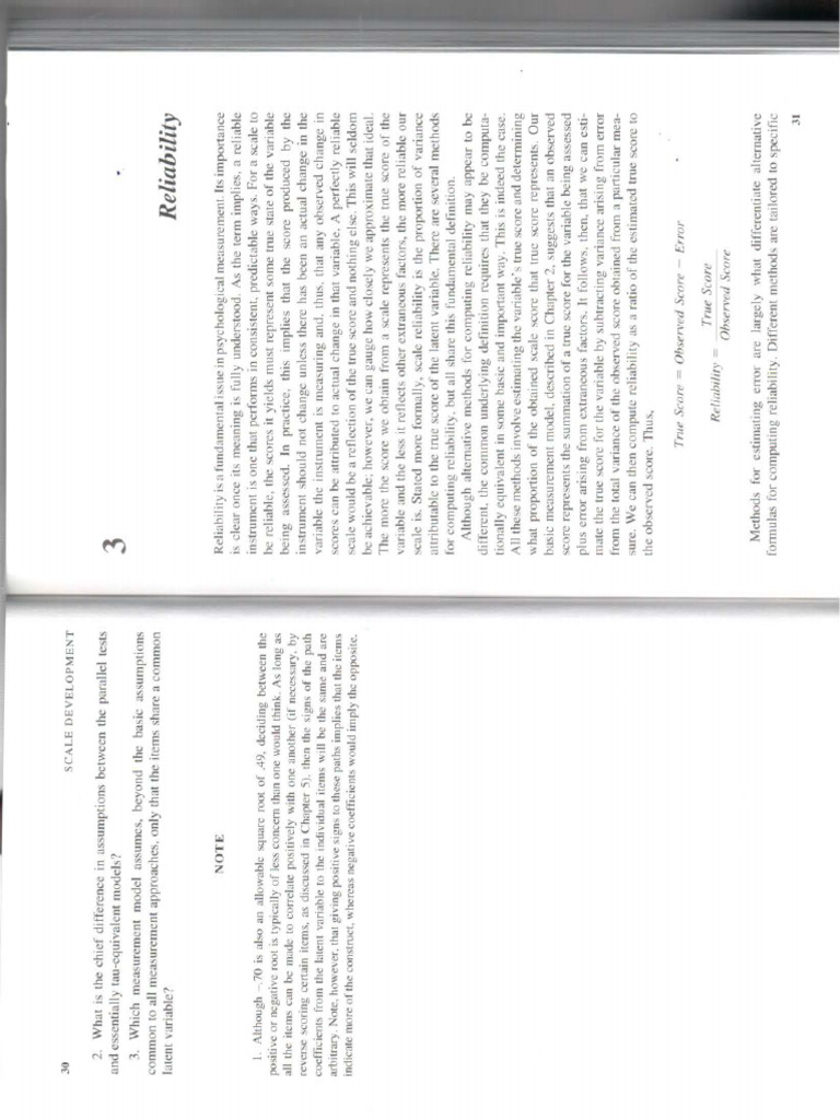 7. DeVellis Chapter 3 Reliability | PDF