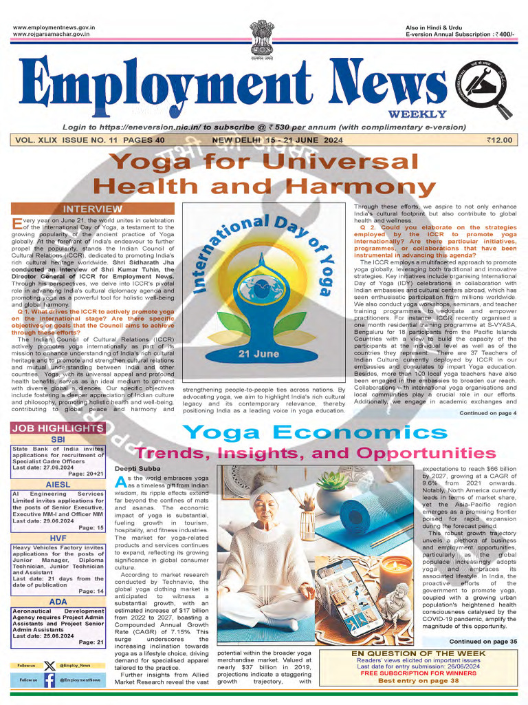 Employment News 15-21 JUNE - 2024 | PDF