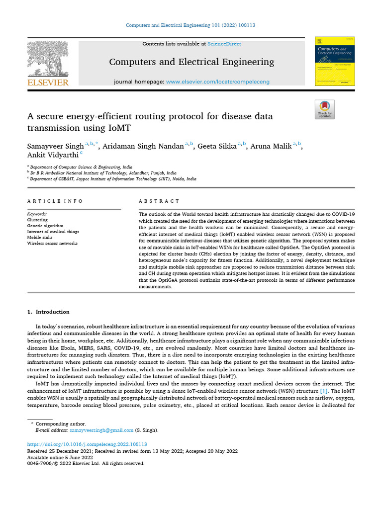 Secure Energy-Efficient Routing Protocol For Disease Data Transmission ... Secure Energy-Efficient Routing Protocol For Disease Data Transmission ...