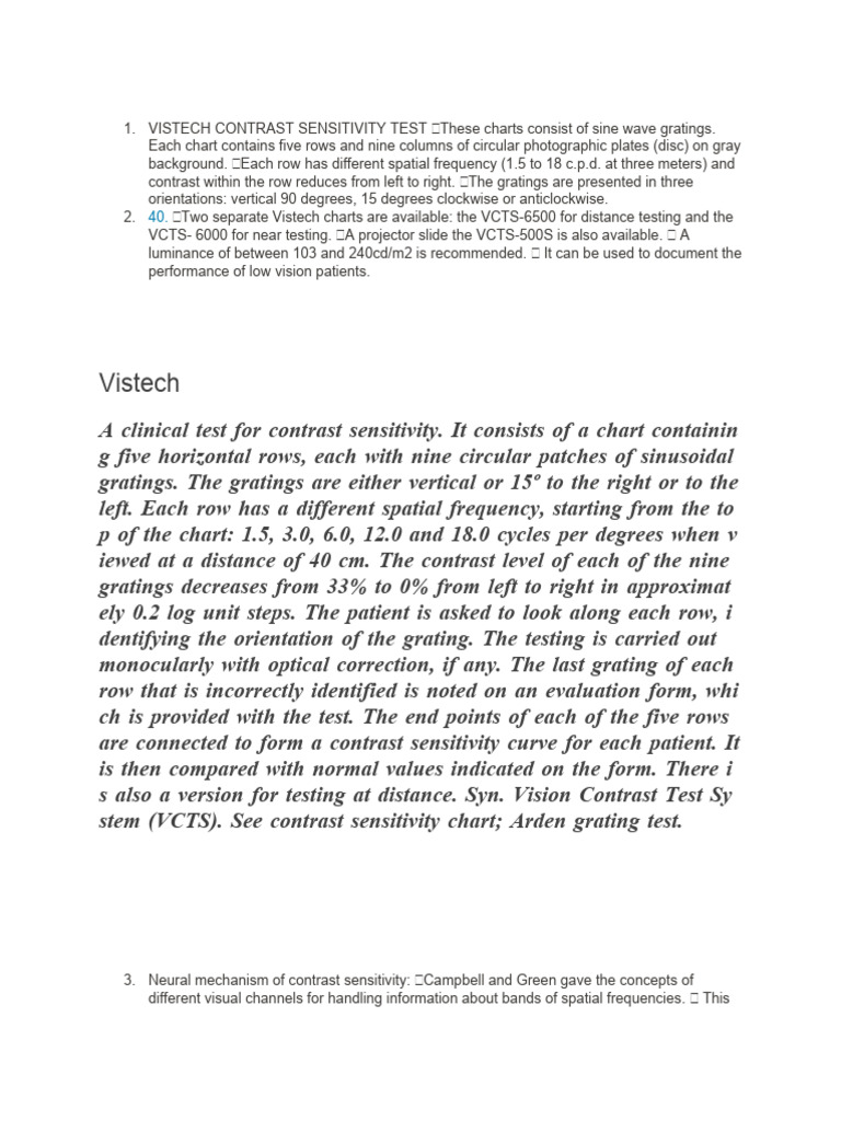 VISTECH CONTRAST SENSITIVITY TEST | Download Free PDF | Contrast ...