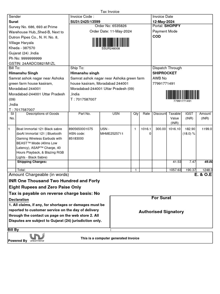 Official invoice | PDF | Economies | Taxation