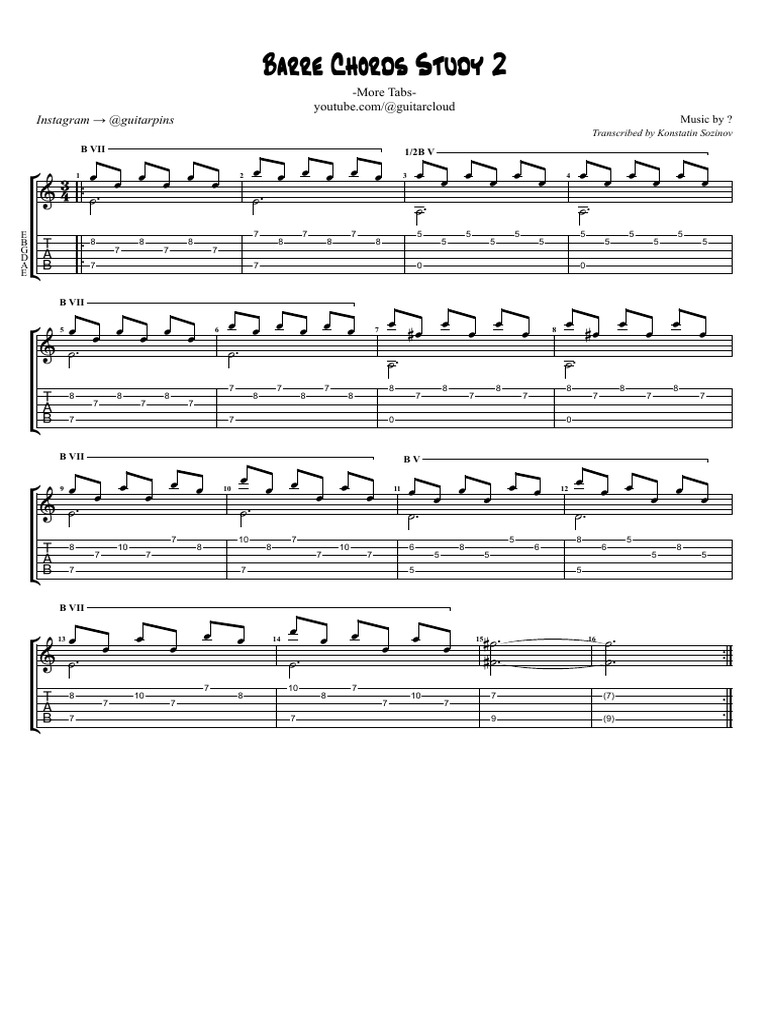 Barre Chords Study 2 | PDF