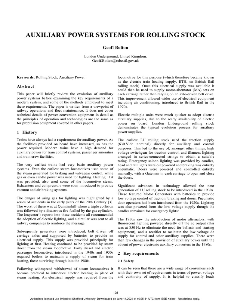 Auxiliary Power Systems For Rolling Stock | PDF | Battery Charger ...
