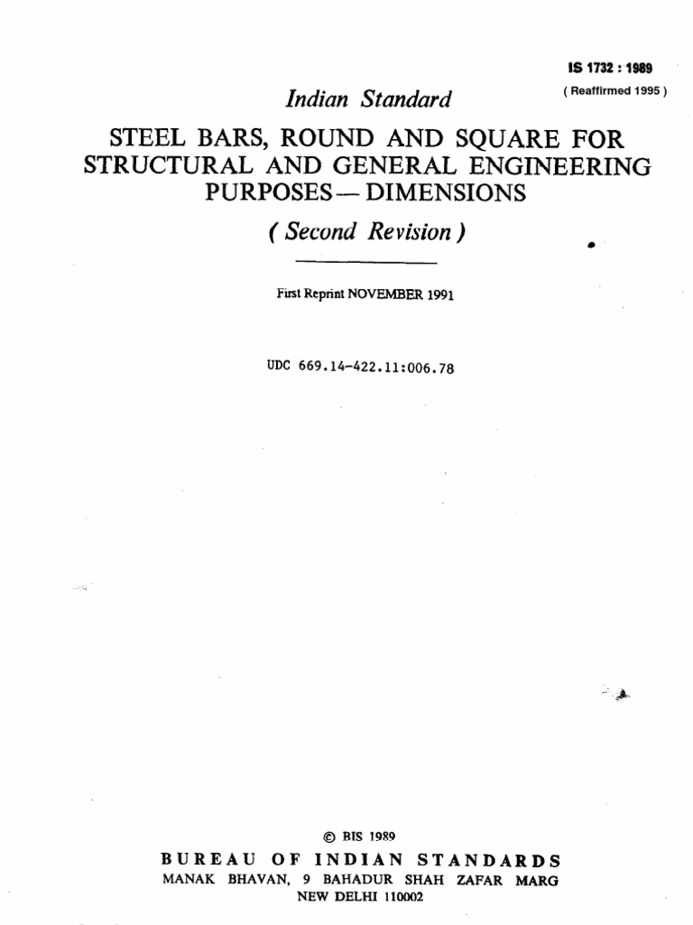 Is 1732 | PDF | Structural Steel | Rolling (Metalworking)