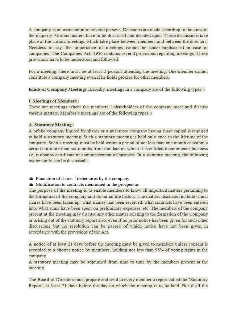 3a Kinds of Company Meetings and Procedure Corporate | PDF | Proxy ...