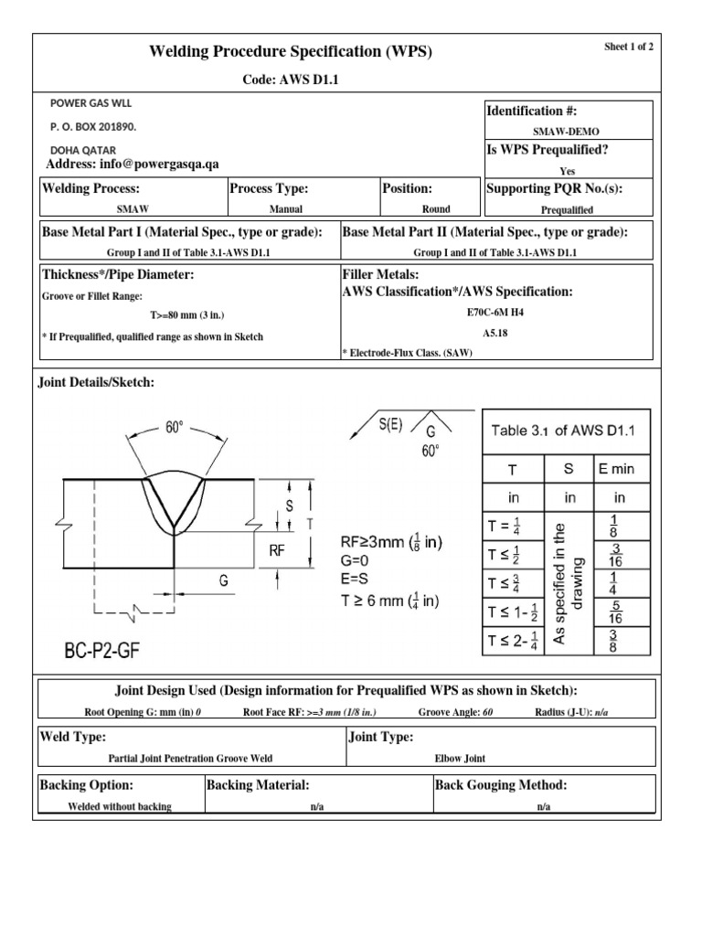 Welding Procedure Specification WPS Guide | PDF | Welding | Construction