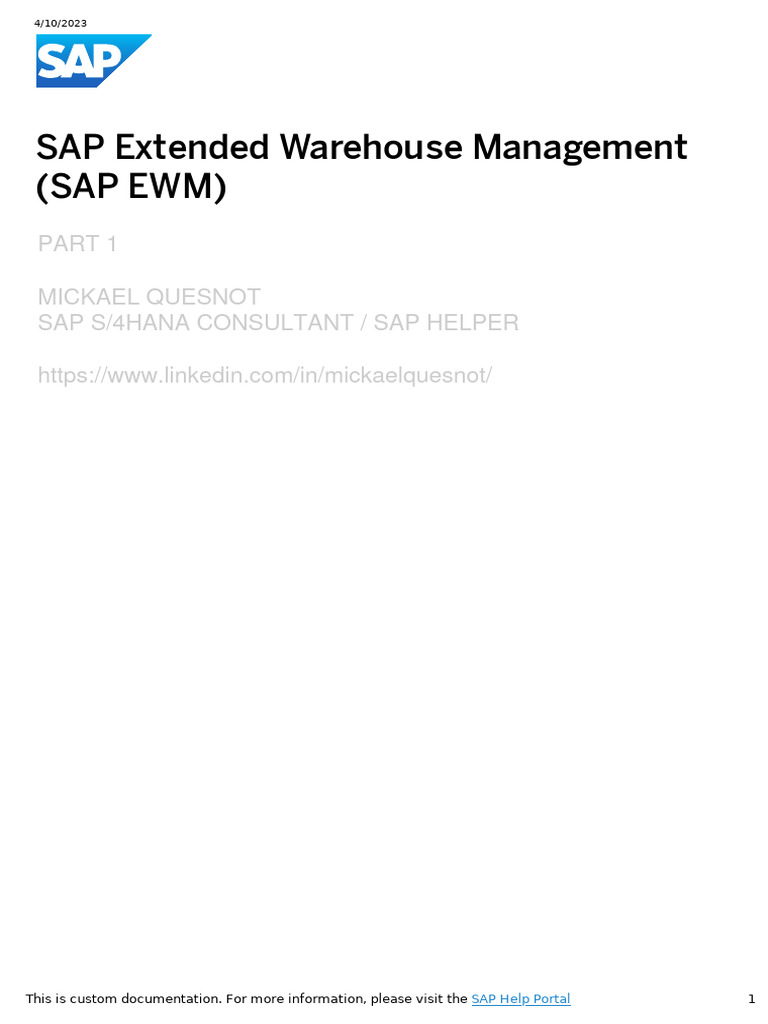 SAP Extended Warehouse Management SAP EWM Part 1 PDF 1681153130 | PDF | Warehouse | Inventory