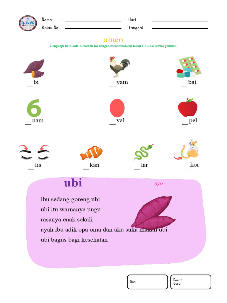 2 LK Membaca Dan Aiueo | PDF