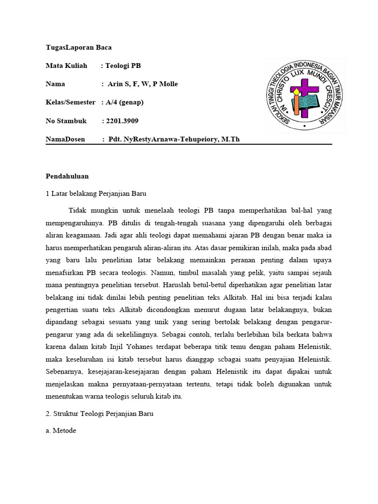 Laporab Baca Teologi PB | PDF