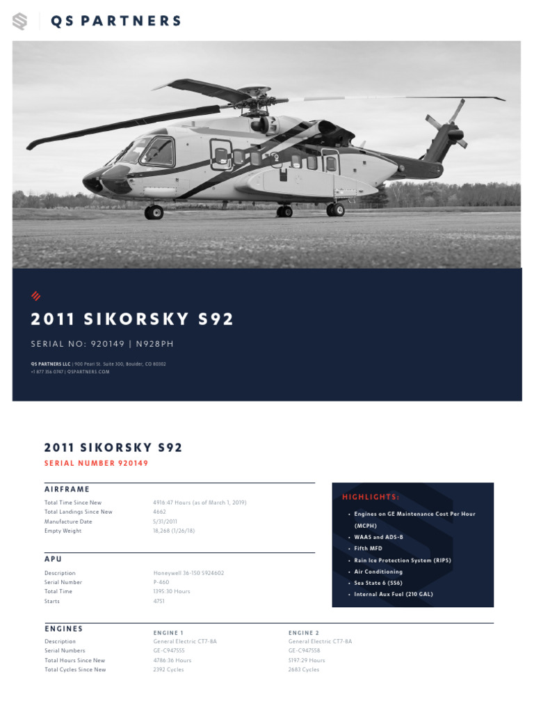 2011 Sikorsky S-92 Aircraft Details | PDF | Door | Flight Recorder