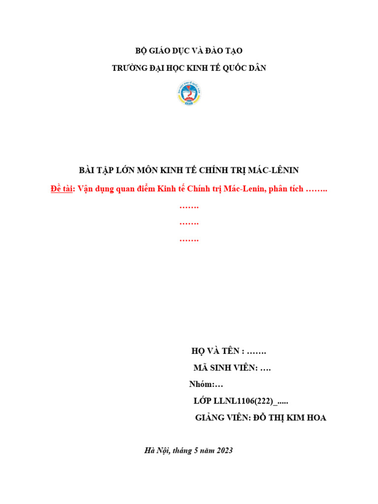 Quy định hình thức BT lớn KTCT -th 3-2023 | PDF