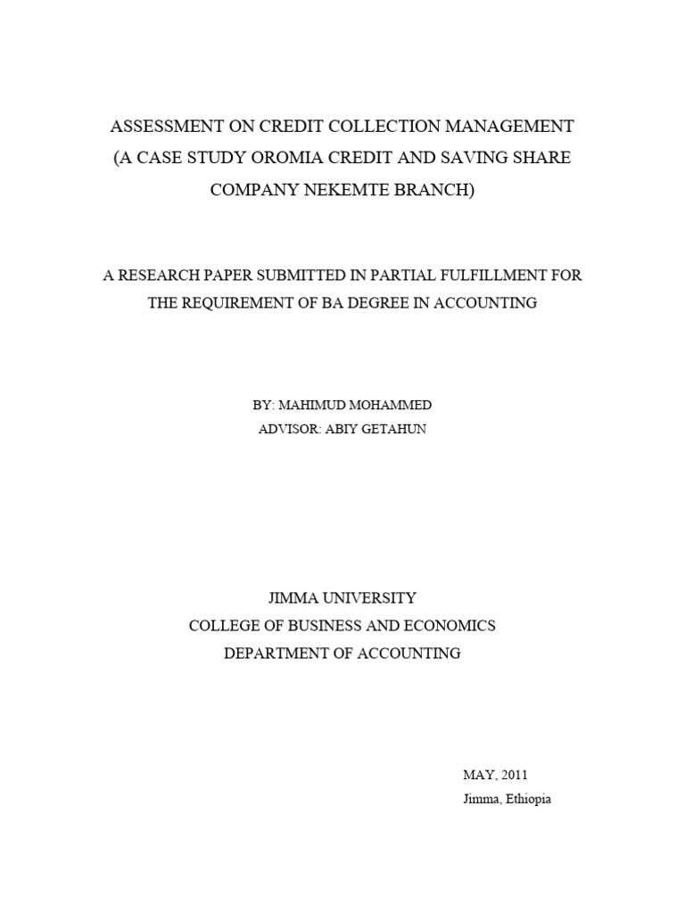 Credit Collection Management Study: OCSSCO | PDF | Microfinance | Credit