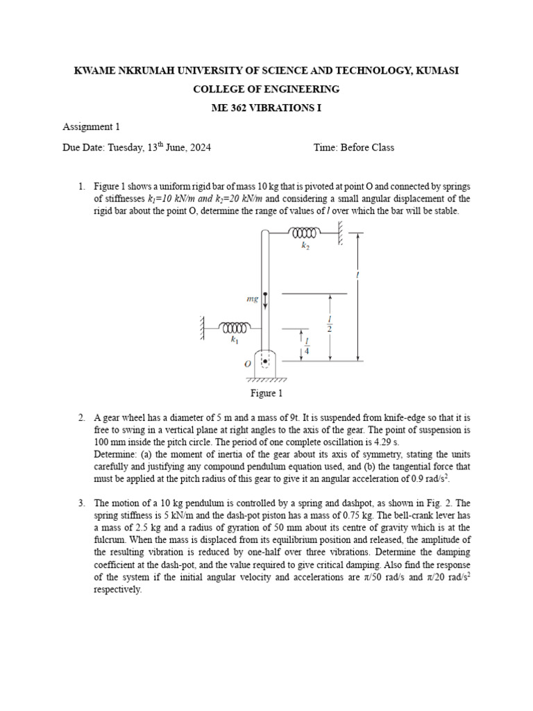 Assignment 1 24 | PDF | Damping | Mechanics