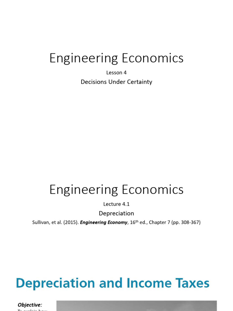 Engg Econ Lecture 4.1 - Depreciation | PDF | Depreciation | Cost Basis