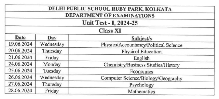 Class_XI-Unit_Test-I-2024-25-Datesheet | PDF Class_XI-Unit_Test-I-2024-25-Datesheet | PDF