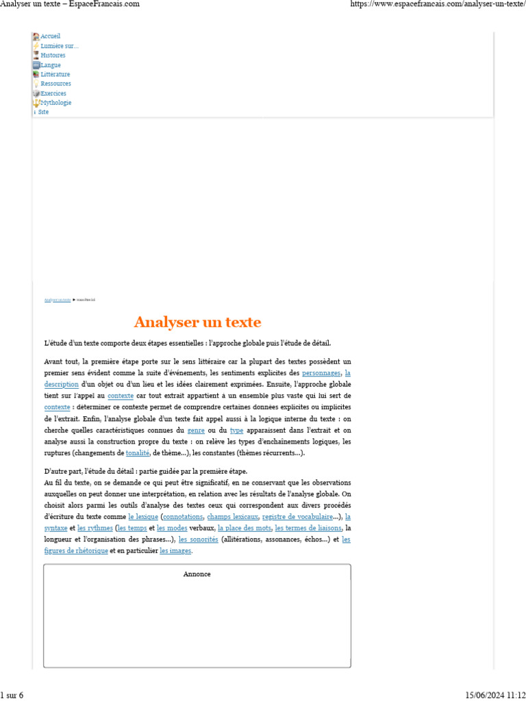 Guide d'analyse de texte | PDF | Lexique | Linguistique