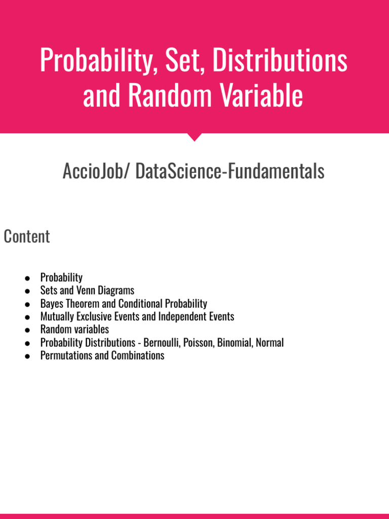 Probability, Sets, Distribution and Random Variable - WIP | PDF ...