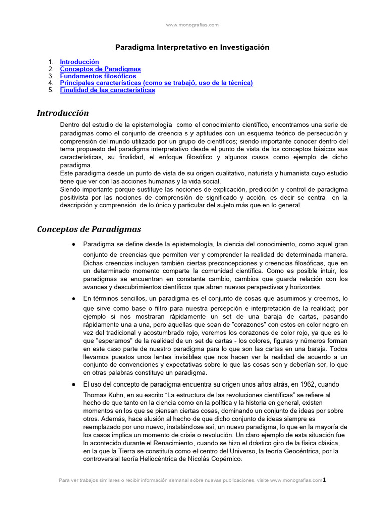 Paradigma Interpretativo en Investigación | PDF | Paradigma | Conocimiento