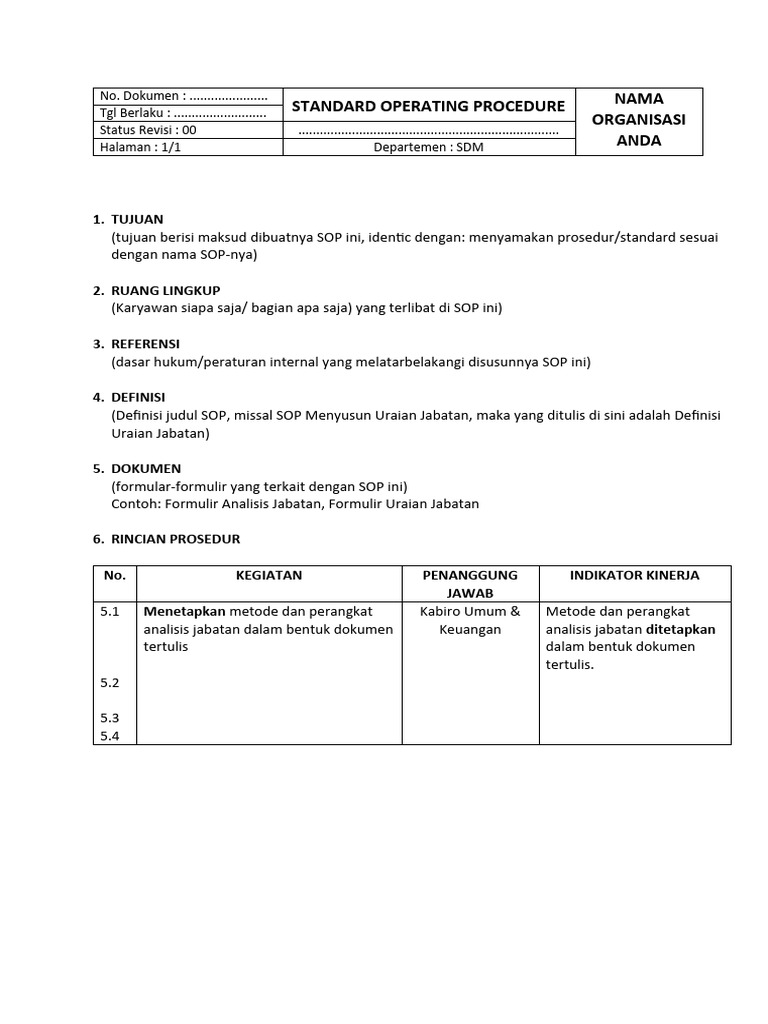1.3. Sop Menyusun Uraian Jabatan | PDF