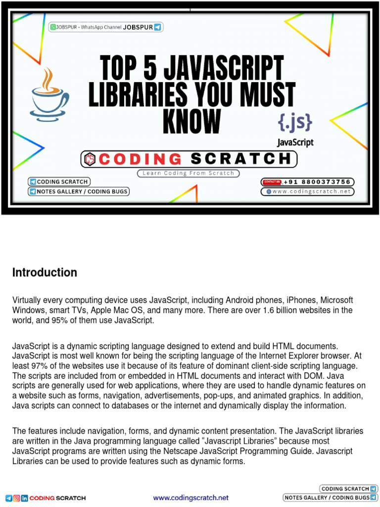 Js Library | Download Free PDF | Java Script | Dynamic Web Page