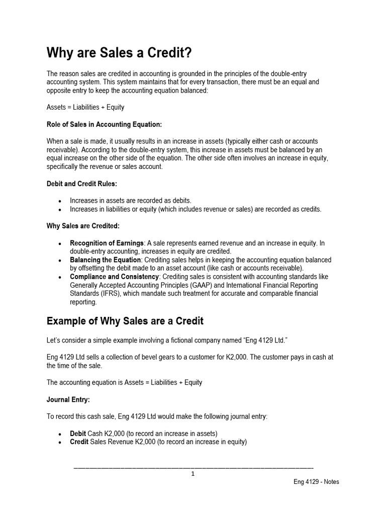Why Are Sales A Credit | PDF | Debits And Credits | Revenue