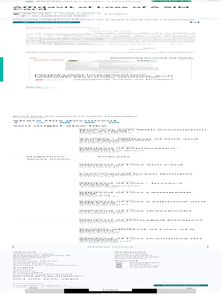Affidavit of Loss of A SIM Card PDF Mobile PH | PDF | Digital ...