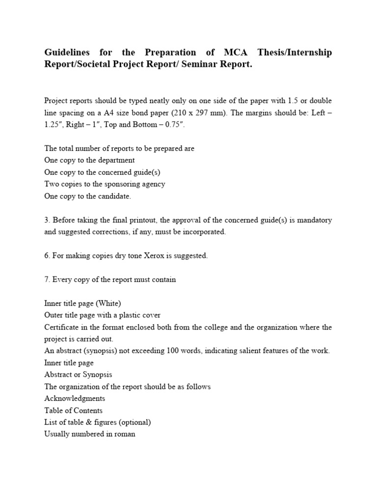 Guidelines For The Preparation of MCA Thesis | PDF | Software | Engineering