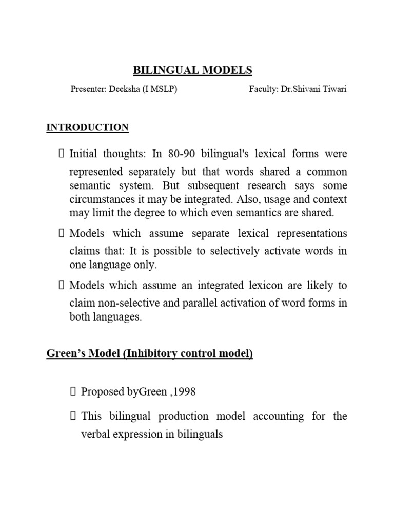 Bilingual Models MSC | PDF | Lexicon | Multilingualism