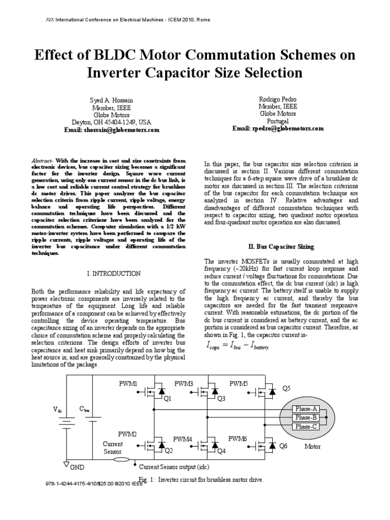 Effect of BLDC Motor Commutation Schemes On Inverter Capacitor Size ...