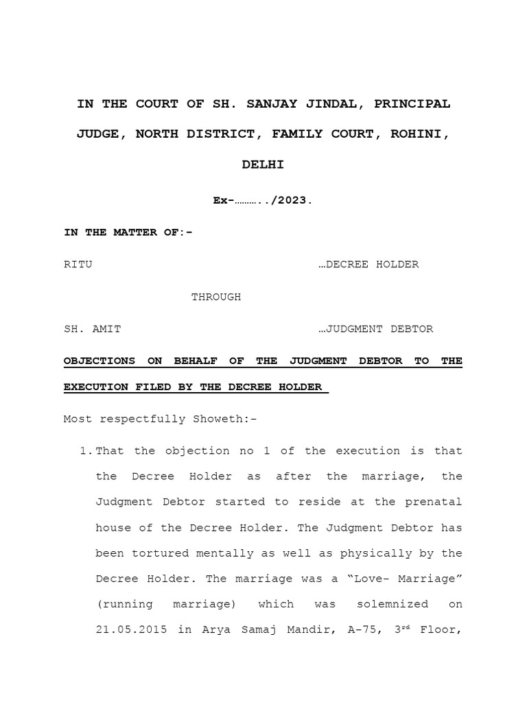 Objection of Execution | PDF | Judgment (Law) | Affidavit