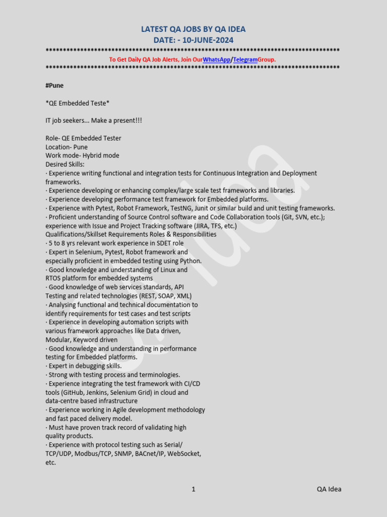 Latest QA Jobs 10 June 2024 | PDF | Software Development Process ...