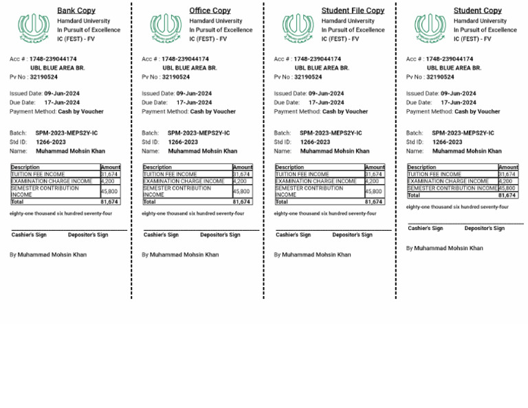 Student Fee Voucher | PDF
