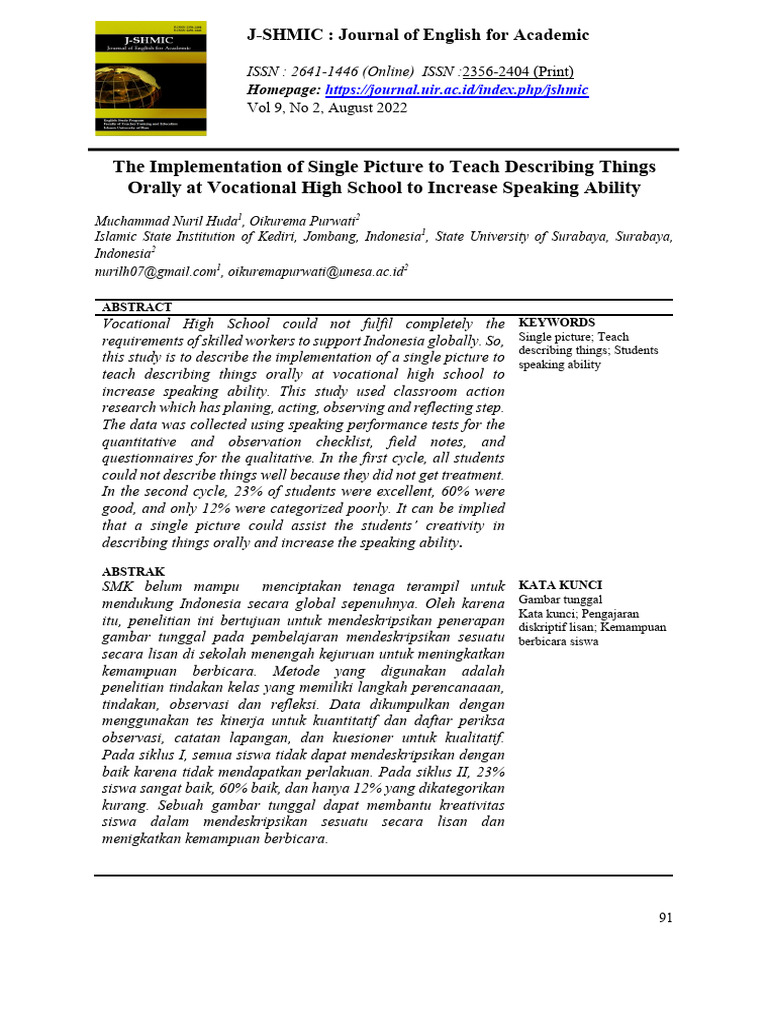 The Implementation of Single Picture To Teach Describing Things | PDF ...
