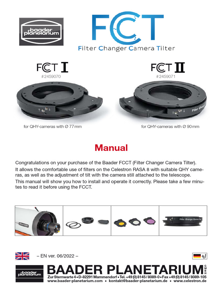+baader FCCT Filter Changer Camera Tilter | PDF | Camera | Screw