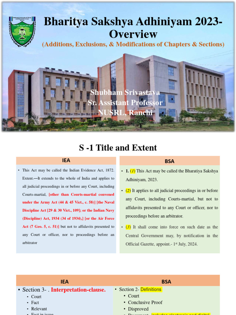 Sri Shubham Srivastava On BSA | PDF | Confession (Law) | Judgment (Law)