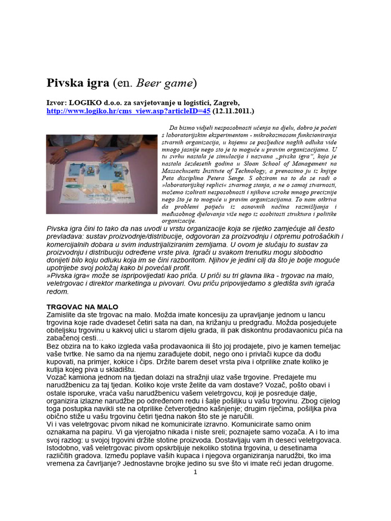 Vjezba - 4 Pivska Igra (Članak) | PDF