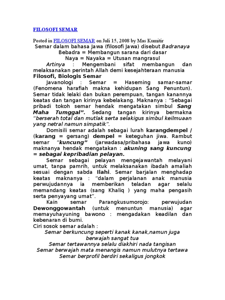 Filosofi Semar | PDF | Filsafat | Sejarah
