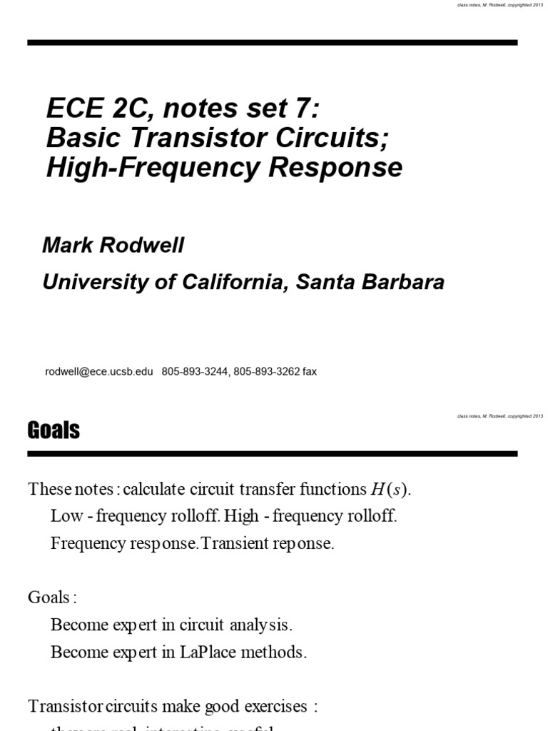 Set 7 Transistor Circuit High Frequency Response | PDF | Electronic Circuits | Field Effect ...
