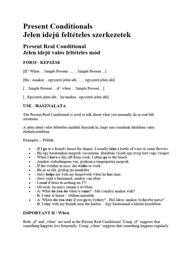 Present Conditionals | PDF