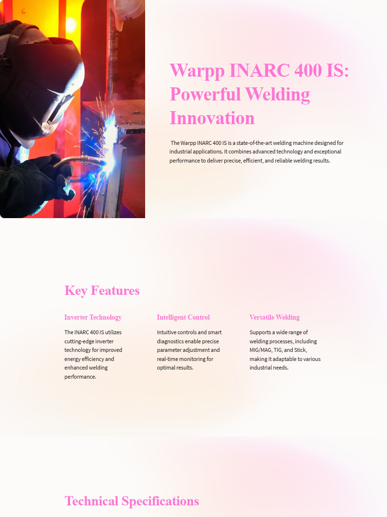 Warpp INARC 400 is Powerful Welding Innovation PPT | PDF | Welding | Construction