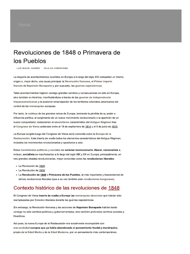 Las Revoluciones Liberales | PDF