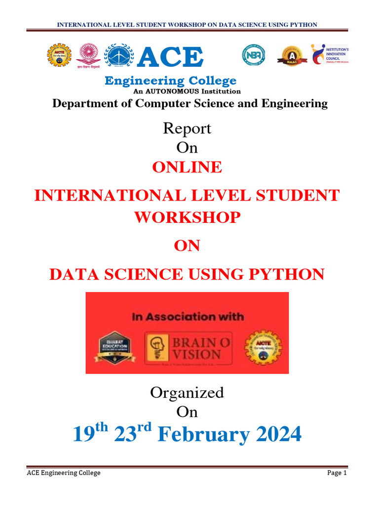 Data Science Workshop Brainovision | Download Free PDF | Python (Programming Language) | Data
