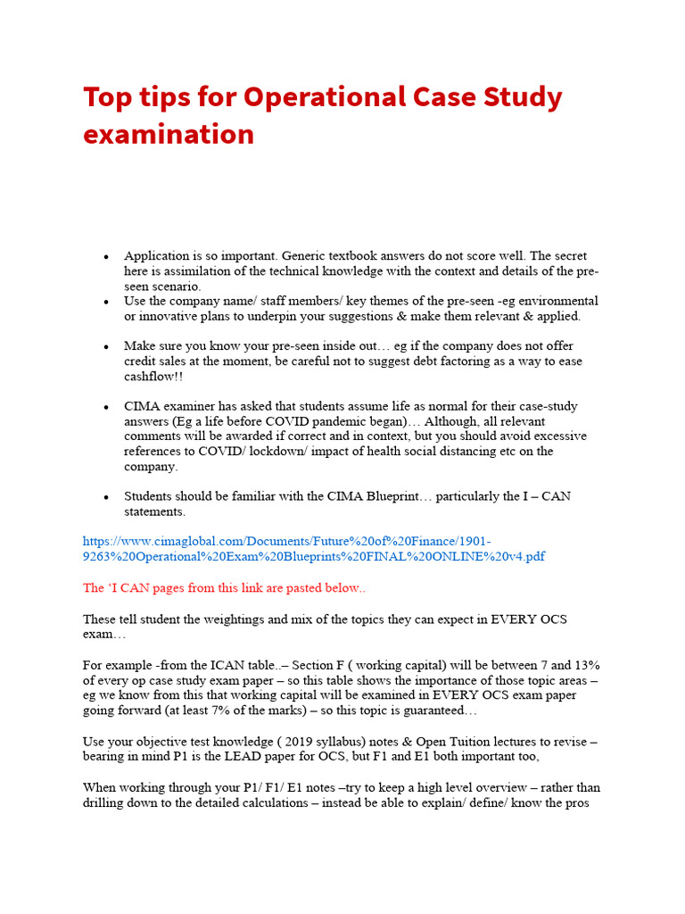 Top Tips For Operational Case Study Examination | PDF | Information ...