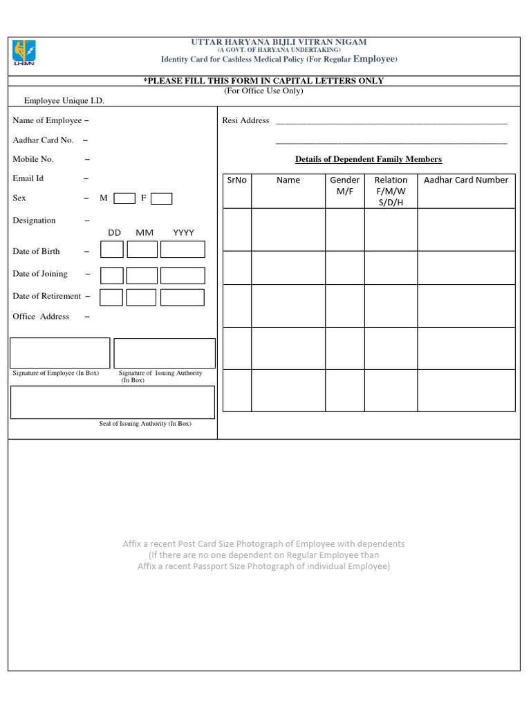 Employee CashlesMedicalFacilityFormFormat | PDF | Identity Document | Access Control