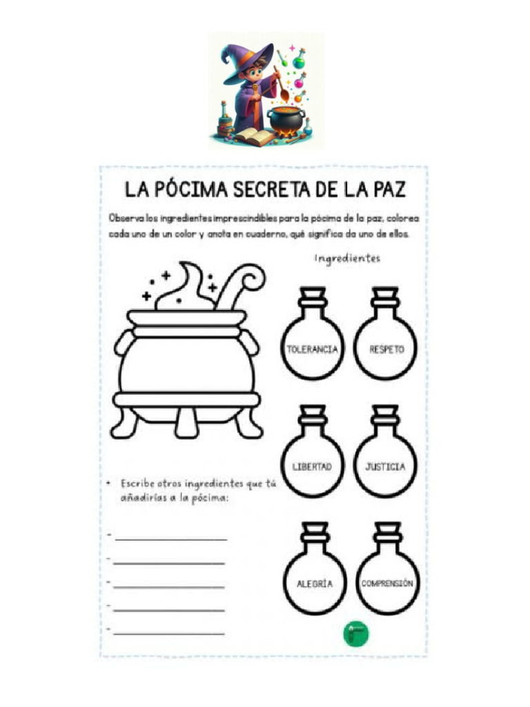 ACTIVIDAD LA PÓCIMA DE LA PAZ | PDF