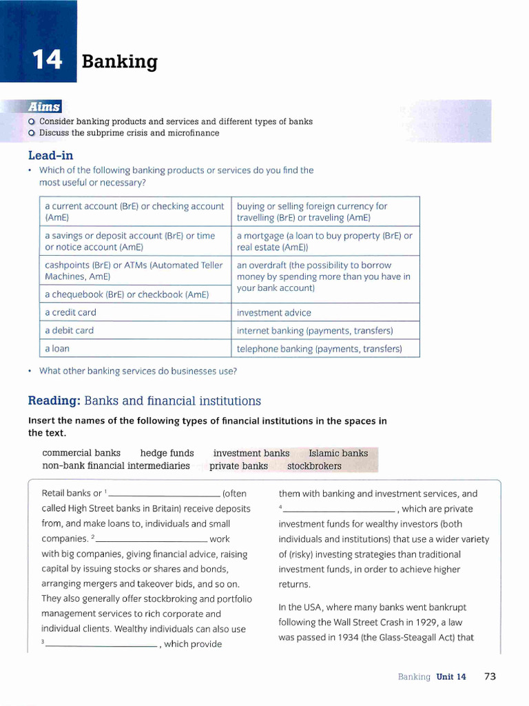 English For Business Studies 14 Banking | PDF