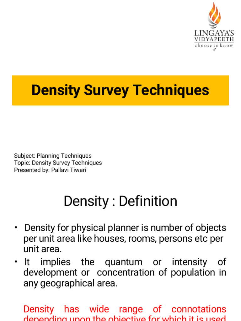 Density Survey Techniques | PDF | Density