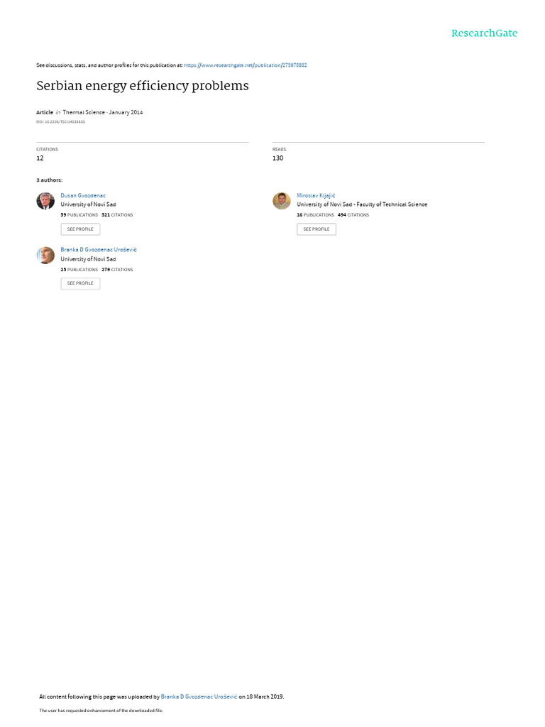 Serbian Energy Efficiency Problems | PDF | Efficient Energy Use | Energy Conservation